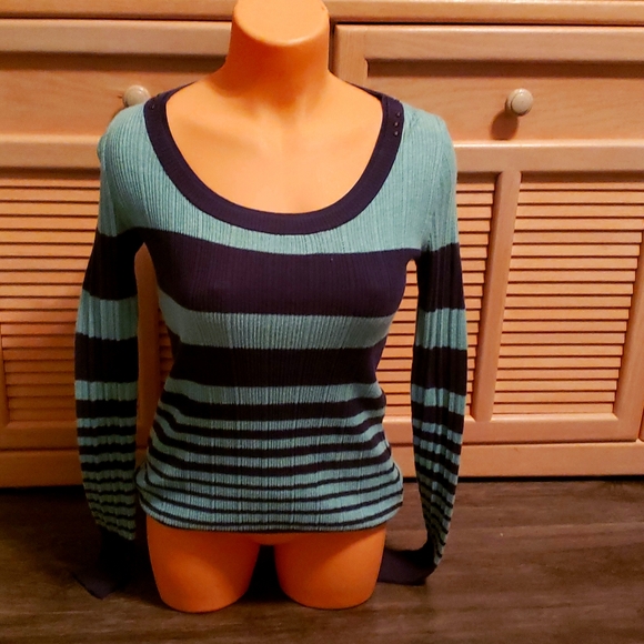 Mudd | Sweaters | Mudd Striped Sweater Navy Blue Teal | Poshmark